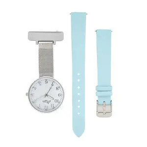 BERMUDA WATCH COMPANY Annie Apple Empress Interchangeable Leather, Silver Mesh Wrist To Nurse Watch Ladies - Blue