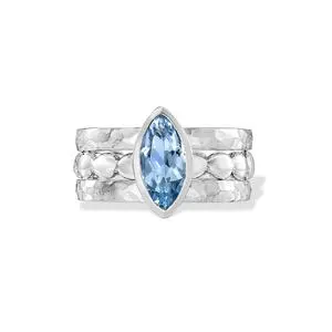 DOWER & HALL Silver / Blue Capri Twinkle Stacking Rings Set In Sterling Silver - Silver/blue