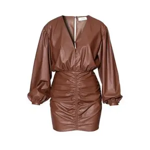 AGGI BY HALEWSKI Trudy Orange Mini Dress With Balloon Sleeves