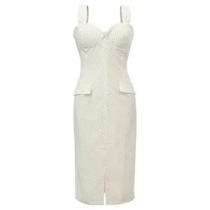 SMART AND JOY Sleeveless Sheath Dress Mini Dots Print - White