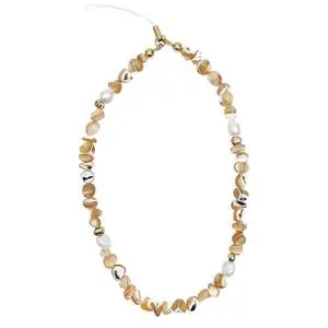 FARRA Color Natural Shell With Freshwater Pearls Phone Strap - Brown