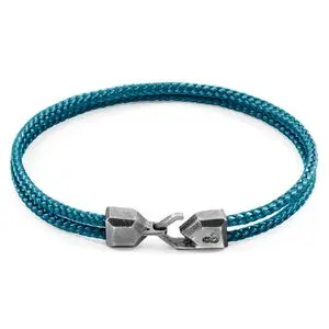 ANCHOR & CREW Ocean Cromer Silver & Rope Bracelet - Blue