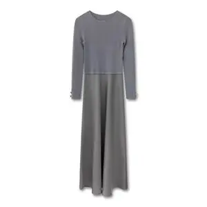 ROCH PEREL Silk Knit Mixed Midi Dress - Blue