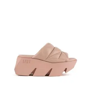 United Nude Puffy Quilted Leather Flatform Slide Sandals - Black/brown