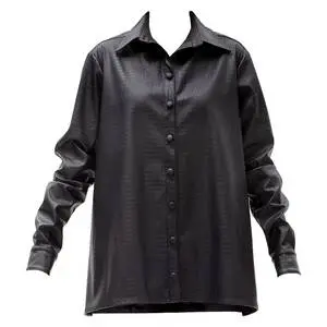 MAISON BOGOMIL Textured Faux Leather Trapeze Shirt - Black