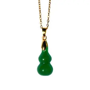 SEREE Hulu Jade Stone Pendant Necklace - Green