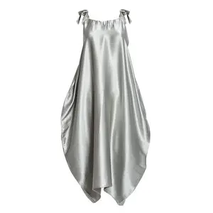 BIANCA POPP Semiballoon Dress With Ribbons - Silver