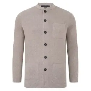 PAUL JAMES KNITWEAR Neutrals Midweight Cotton Jaipurr Knitted Nehru Jacket Natural - Orange