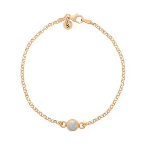 NELLOU JEWELLERY Aquamarine Birthstone Gem Dot Bracelet Gold Plated Sterling Silver March - Blue