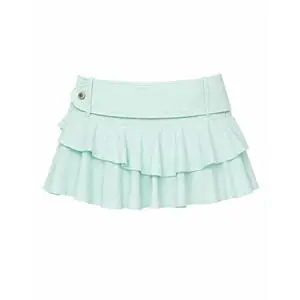 Carmen Says Solea Mint Ruffle Denim Mini Skirt - Blue