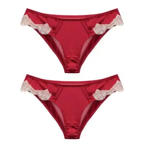 TALLULAH LOVE Two X Opulent Lace Briefs Berry - Red