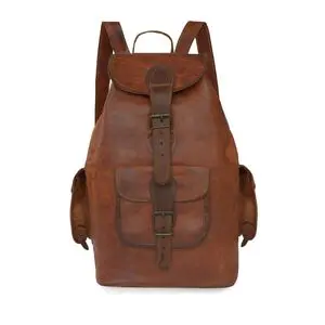 VIDA VIDA Vida Vintage Classic Leather Backpack Medium - Brown