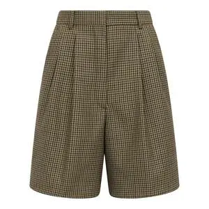 TRIONA Houndstooth Doireann Shorts - Green