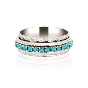 CHARLOTTE'S WEB JEWELLERY Silver / Blue Parvati Silver Spinning Ring Turquoise - Silver/blue