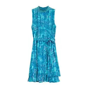 NIZA Sleeveless Printed Maxi Dress With Decorative Ruffle
