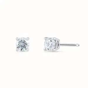 AVIR NEW YORK Solid Gold Round Lab Grown Diamond One Carat Total Weight Stud Earrings - White