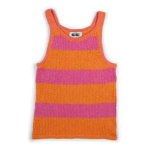 GIGI KNITWEAR Orange And Striped Cotton Tank - Pink