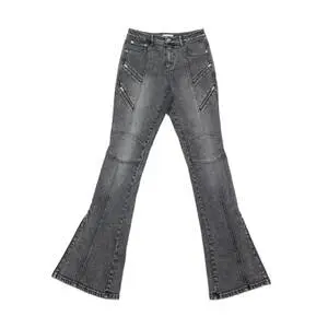 CIRCULAR PATH Zelda Zipper Jean Gray Tall - Grey
