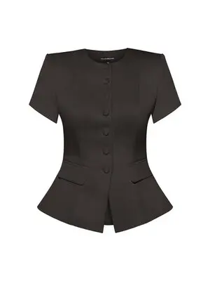 TIA DORRAINE Romantic Glow Short Sleeves Blazer - Black