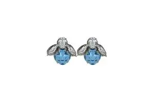 VICKISARGE Vickisarge Baby Bee Platinum Clip-On Earrings With Crystals Blue