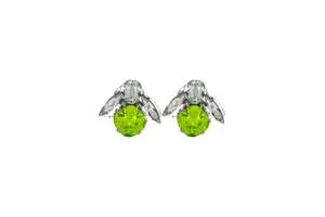 VICKISARGE Vickisarge Baby Bee Platinum Clip-On Earrings With Crystals Green