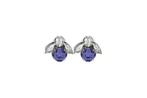 VICKISARGE Baby Bee Platinum Clip-on Earrings With Crystals - Purple
