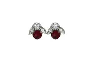 VICKISARGE The Baby Bee Earrings In Platinum Clip - Red