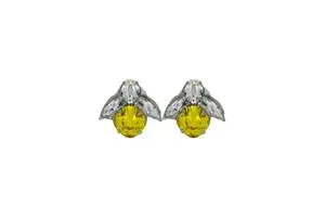 VICKISARGE Vickisarge Baby Bee Platinum Clip-On Earrings With Crystals Yellow