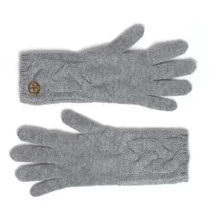 BEL CASHMERE Cable Knitted Cashmere Gloves - Grey