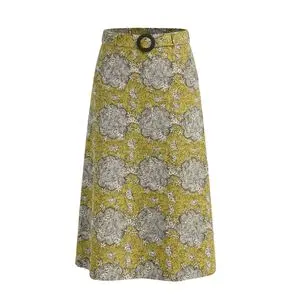 IN OUR NAME Kipipiri Printed Midi Skirt With Beaded Buckle - Yellow