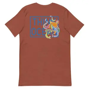 ANCHOR & CREW Clay Think Ocean Octopus Fluorescence Cotton Embroide T-shirt - Red