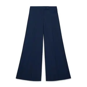AMANDA THOMPSON COUTURE Navy & Red Pinstriped Italian Wool Trousers