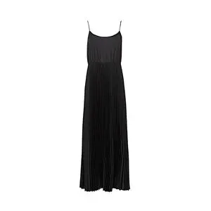 ROCH PEREL Satin Pleated Slip Dress - Black