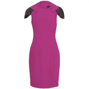 Layo G Stretch Zip Collar Midi Dress Platinum - Pink