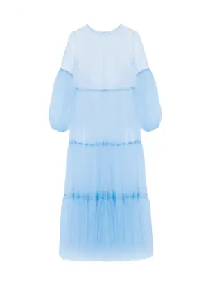 HELENE GALWAS Alena Maxi Tulle Dress Light - Blue