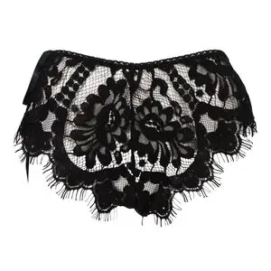 BELLE ET BON BON Suki Super Soft Eyelash-lace French Knicker With Tie Side To - Black