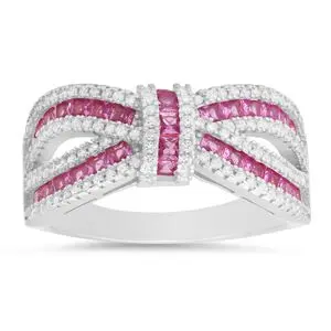 KYLIE HARPER Sterling Pink Sapphire Love Knot Ring - Silver