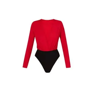 LIA ARAM V-cut Neckline Bodysuit - Red