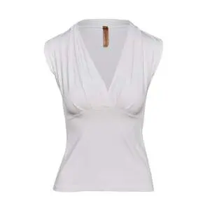 CONQUISTA Faux Wrap Sleeveless Top - White