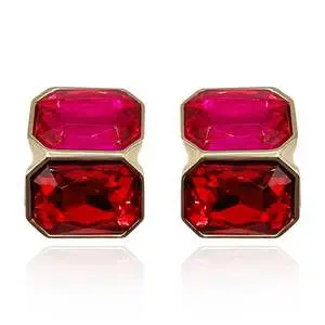 MICHAEL NASH JEWELRY Fuschia And Ruby Double Stone Clip Earrings - Red