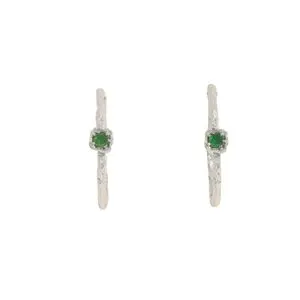 CLAIRE HILL DESIGNS Chalcedony Lichen Branch Large Hoops - Silver