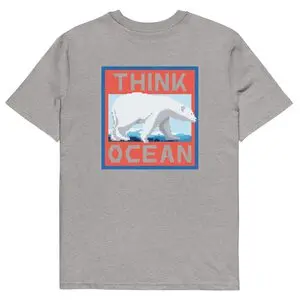 ANCHOR & CREW Heather Think Ocean Polar Bear Pixel Art Organic Cotton T-shirt - Grey