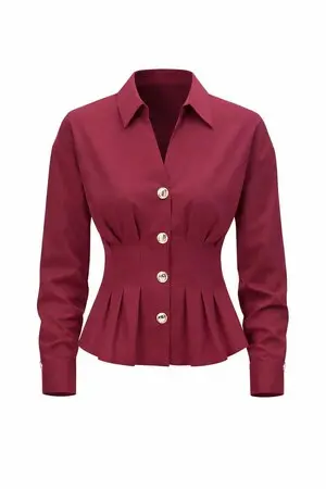 EXQUISE Erika Cotton Poplin Shirt - Red