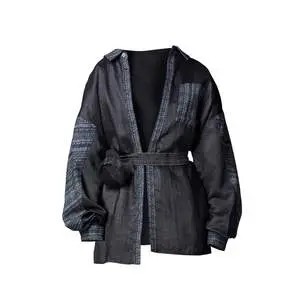 STORY WEAR Geometric Patchwork Hidden-button Shirt - Grey