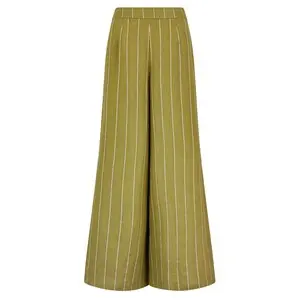 TRAFFIC PEOPLE Linen Stripe Wide Leg Trousers