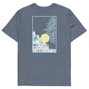 ANCHOR & CREW Heather Santorini Landmark Organic Cotton T-shirt - Blue