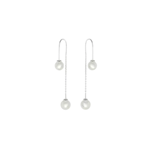 LUCY QUARTERMAINE Double Pearl Earrings - Silver