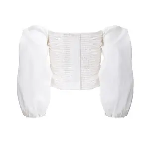 LITA COUTURE Off-the-shoulder Taffeta Blouse With Voluminous Sleeves