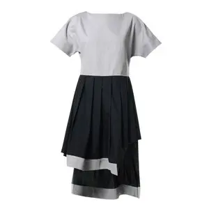 METAMORPHOZA Two-toned Asymmetrical Denim Tunic Dress