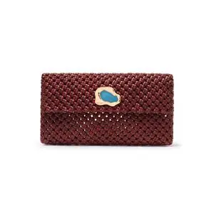 OTRERA Irıs Woven Clutch Terracotta - Red